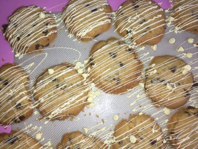 Chocolate Chip Cookies with a white chocolate drizzle - Traditional ...