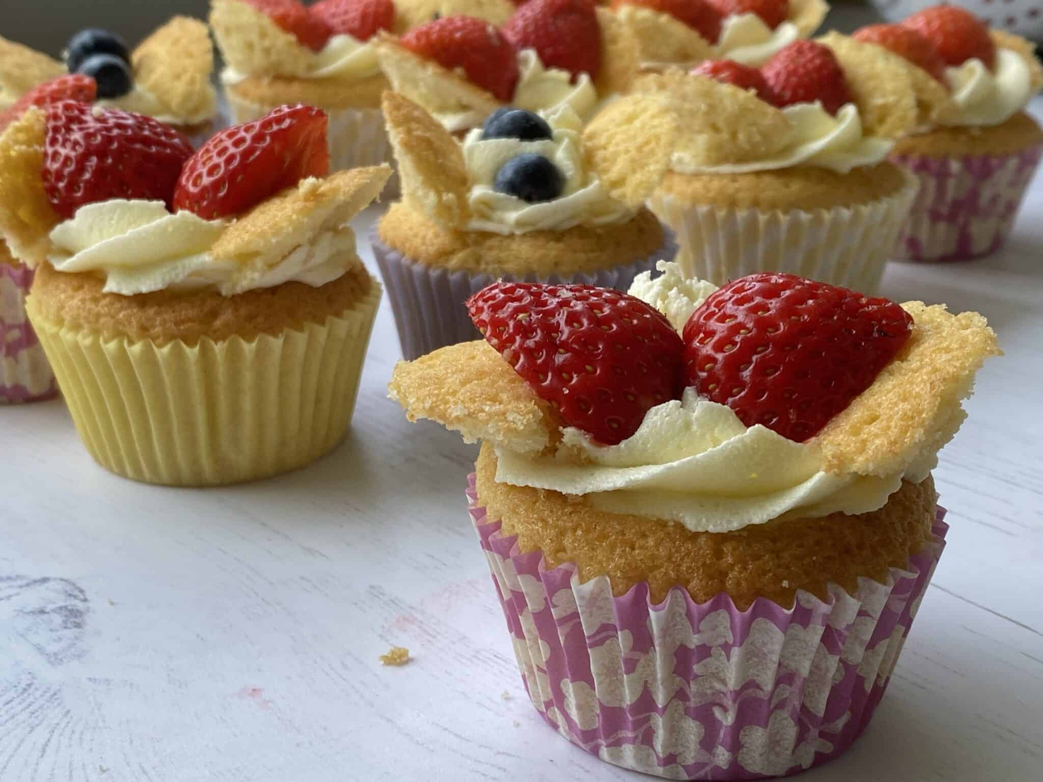 Strawberry Butterfly Cakes - Traditional Home Baking